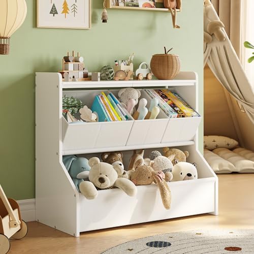 Amazon.com: FOUCSSOMEI Kids Toy Storage, 3-Tier Toddler Toy Storage ...