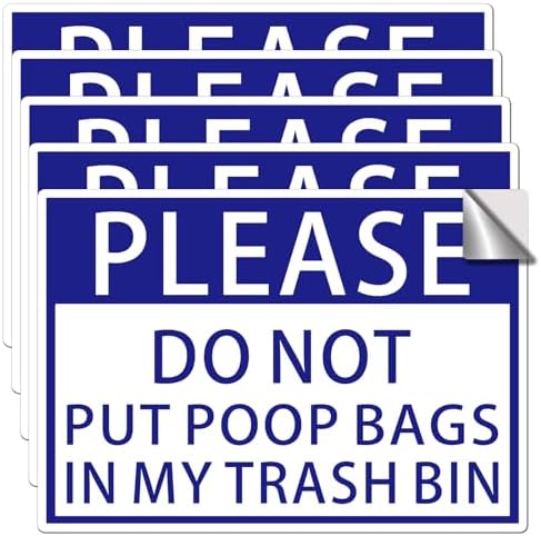 Amazon.com: Please Do Not Put Poop Bags in My Trash Bin Sign,5 Pack ...