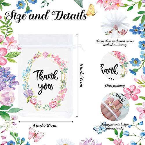 Snapklik.com : 200 Pcs Thank You Gift Bags Sheer Organza Bags Floral ...