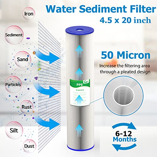 VEGEBE 50 Micron 20-Inch Heavy Duty Whole House Water Filter ...