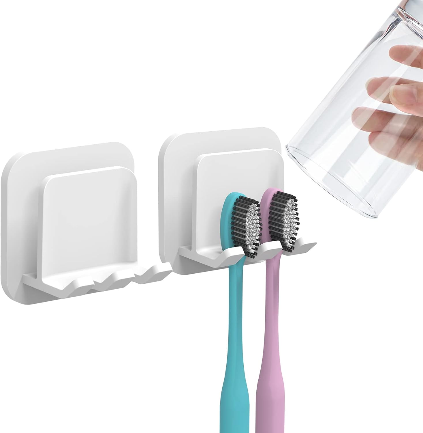 2 PCS Self-Adhesive Toothbrush Holders Wall Mounted, Water Proof ...