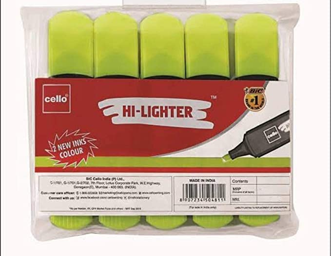 Cello Highlighter Yellow Highlighter - Pack of 5 : Amazon.in: Office ...