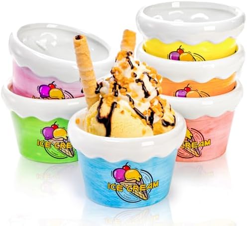 Amazon.com: Ice Cream Bowls - Ceramic Bowl Set - Cute Ice Cream Bowls ...