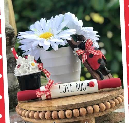 Amazon.com: 3pc Ladybug Tier Tray decor/Spring gift set, Tier Tray ...