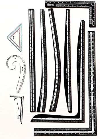 Manan Fashion Designing/Tailoring Scales Set Of 10- L-Sq(14”X24”),L ...
