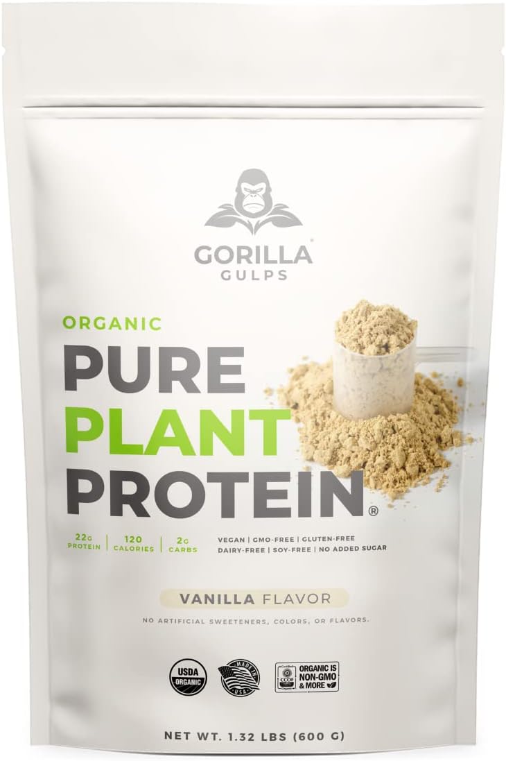 Amazon.com: Gorilla Gulps 100% Organic Pure Plant Protein Powder | USDA ...