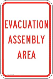 Amazon.com: Evacuation Assembly Area Sign, Reflective White, 18x12 Inch ...