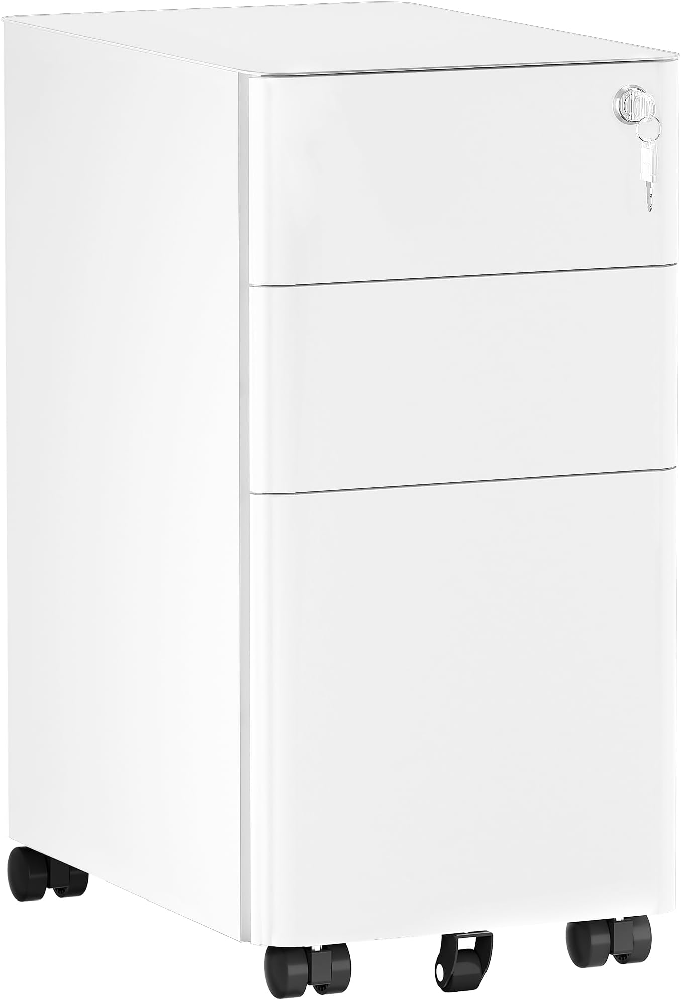 Amazon.com : DEVAISE White File Cabinet, Small Filing Cabinet with 3 ...