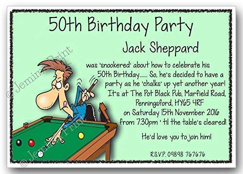10 Personalised snooker Birthday Party Invitations 18th, 21st, 30th ...
