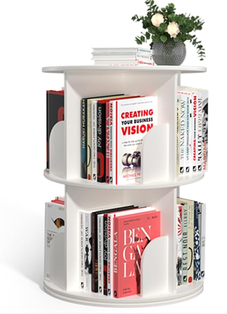 Amazon.com: Nidouillet Rotating Bookshelf, 2 Tier Spinning Bookcase ...