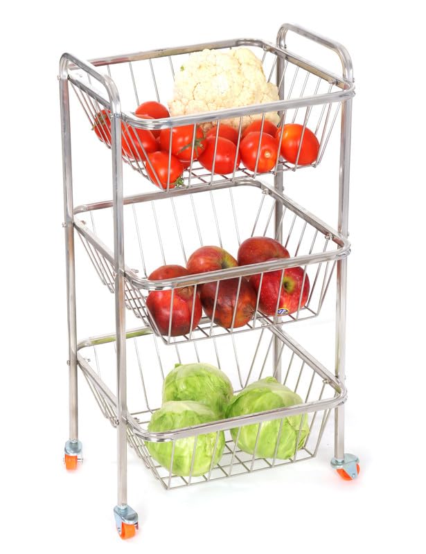 FIT N FORGET Stainless Steel 3 Layer Fruit Vegetable & Fruit Kitchen ...