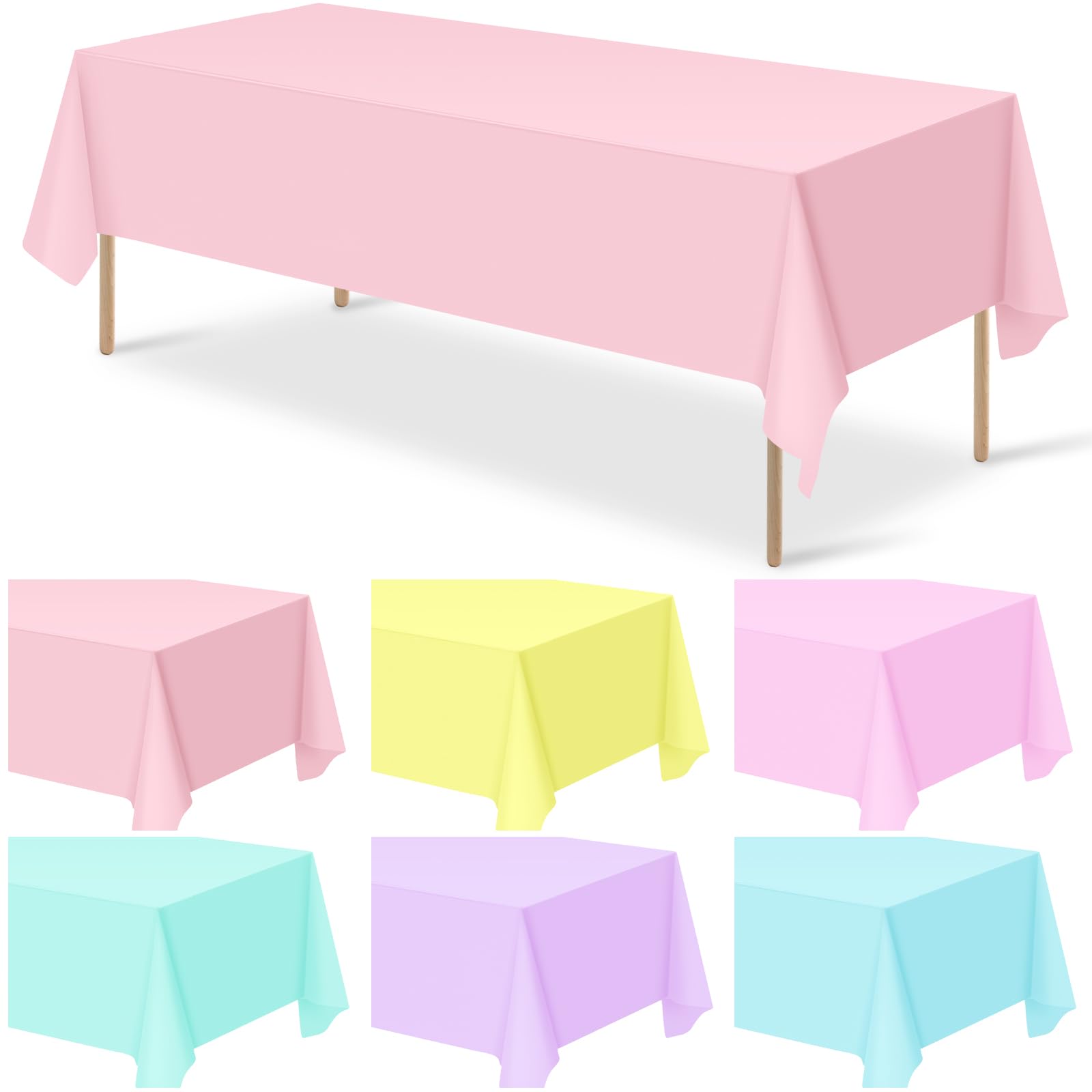 Amazon.com: 12Pcs Plastic Pastel Color Tablecloths,Assorted Color Table ...