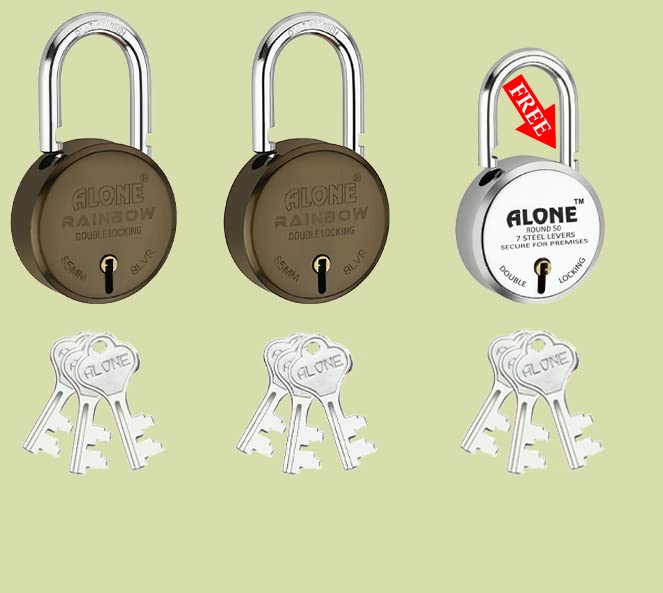 Alone Rainbow Padlock 65mm 9 Keys Each with 2 Antique Locks with Active ...