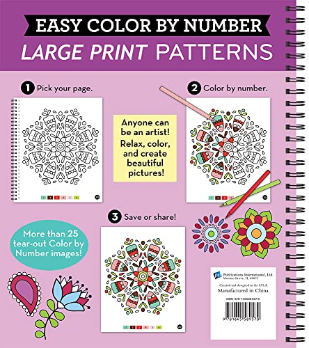 Snapklik.com : Brain Games - Easy Color By Number: Large Print Patterns
