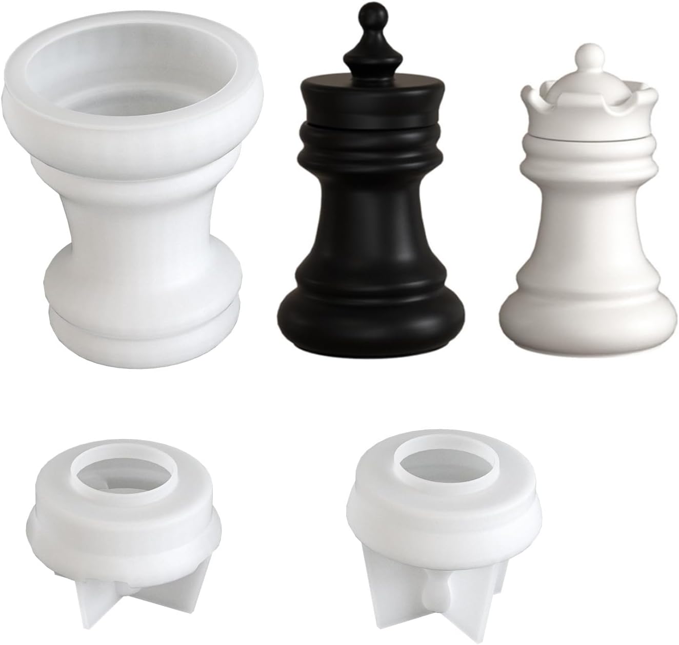 DEFORAGE 3pcs Resin Chess Pieces Mold with Lid, Laght Size 3D Silicone ...