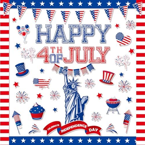Amazon.com: Konsait 4th of July Bulletin Board Decorations, 81Pcs Red ...