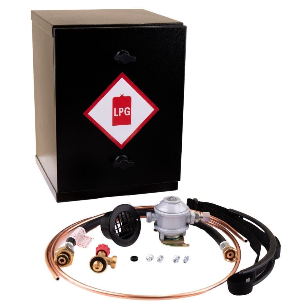 STEEL SAFETY GAS LOCKER KIT WITH BULKHEAD REGULATOR FOR CAMPERVAN ...