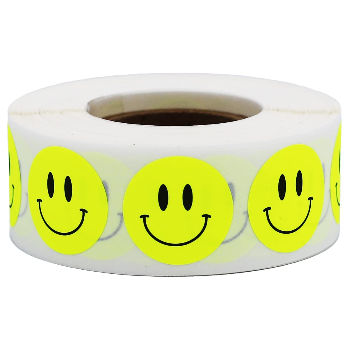 Amazon.com: Happy Face Stickers Fluorescent Yellow Happy Face Labels 0. ...