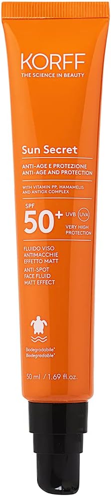 Korff Korff Sun Secret Fluido Viso Antimacchie SPF50, Crema Fluida ...