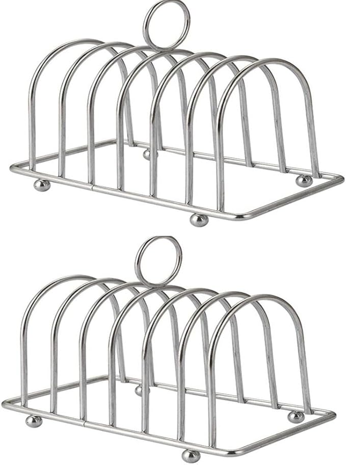 Amazon.com: gofidin 2PCS Toast Bread Holder 6 Slice Chrome Silver Toast ...