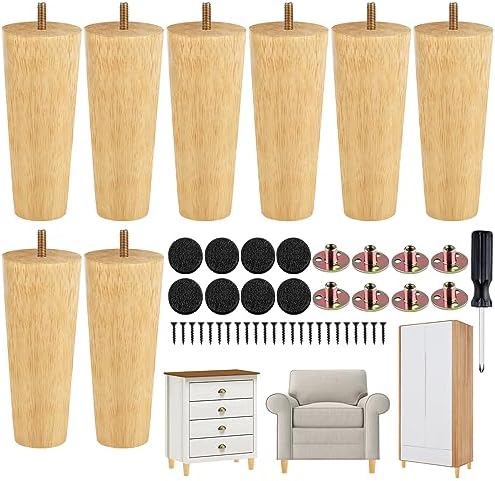TURSTIN Set of 8 Furniture Legs 6 Inch Square Solid Wood Couch Legs ...