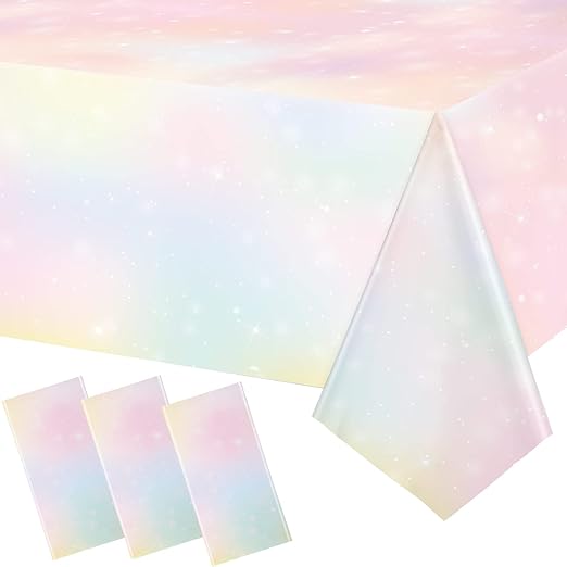 Amazon.com: Riakrum Pastel Rainbow Tablecloths Pastel Party Decorations ...