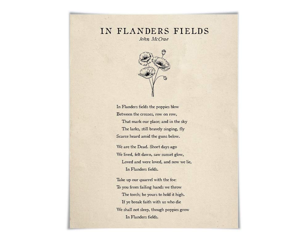 Amazon.com: In Flanders Fields Poem by John McCrae Art Print ...