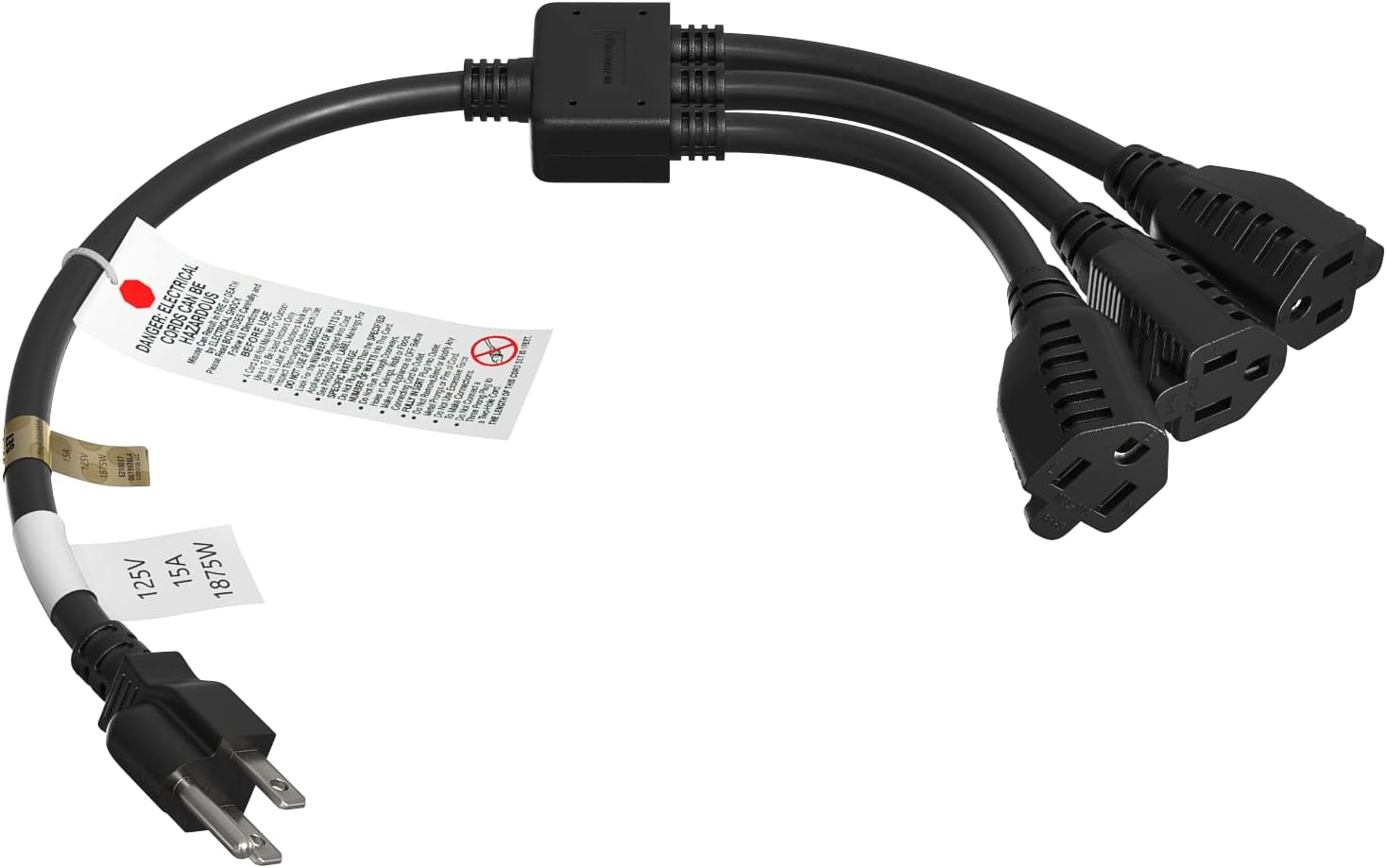 Amazon.com: Cablelera Power Cord Extension and Splitter, NEMA 5-15P to ...