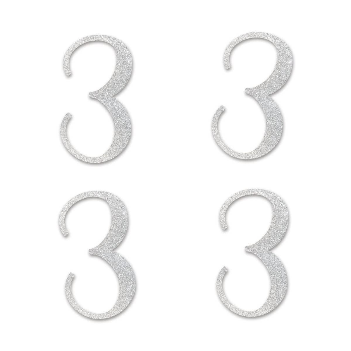 Amazon.com: Silver Glitter 3 Cut-Out Numbers, 3rd Birthday Party ...