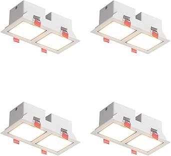 enttgo Downlight Adjustable Angle Double-Head LED Recessed Ceiling ...