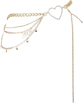 Gyaru Gold Chain Heart Belt – Kawaii Cosplay Accessory with Layered ...