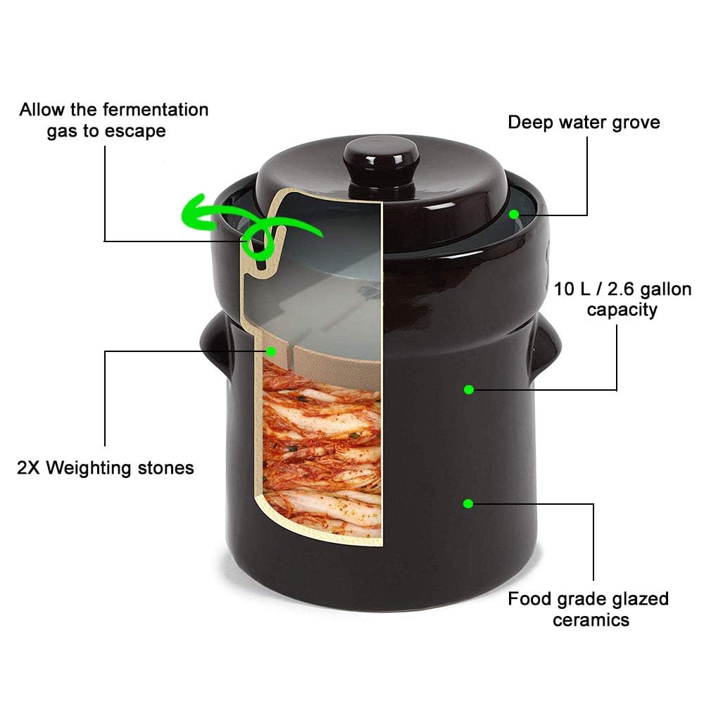 Snapklik.com : Seeutek Fermentation Crock Jar 10 Liter / 2.6 Gallon ...