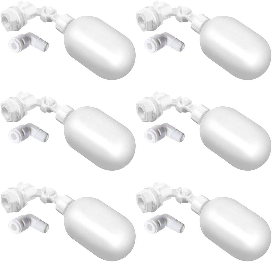 6 Pcs Water Filter Float Ball Valve 1/4 Inch Adjustable Plastic Water ...