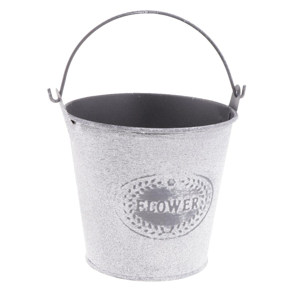HTC18 Galvanized Metal Storage Buckets Retro Rustic Flower Bucket for ...