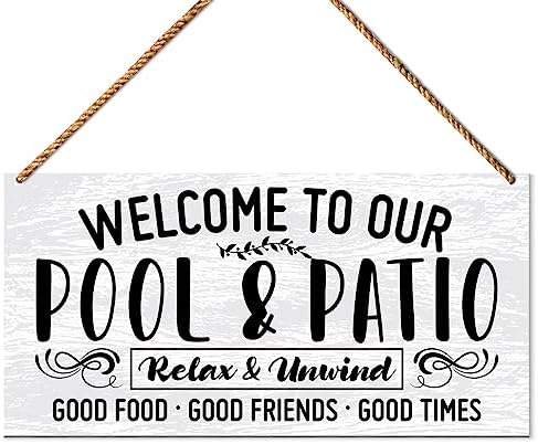 Amazon.com: Pool & Patio Wood Sign Decor, Outdoor Living Pool Patio ...