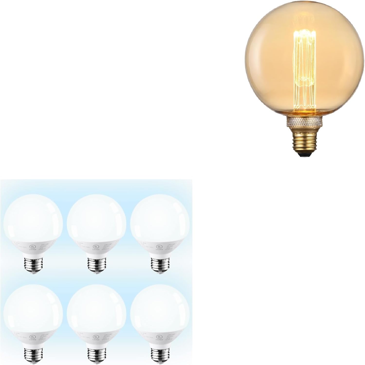 TORCHSTAR G25 LED Globe Bulb, 6W, 5000K Daylight, E26 Base, Pack of 6 ...