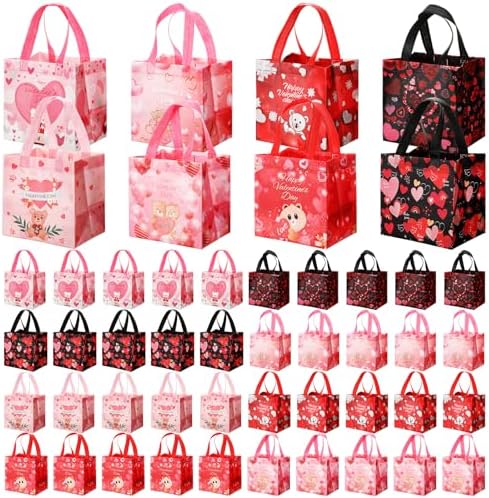 Amazon.com: Photect 32 Pcs Valentine's Day Gift Bags with Handles Non ...