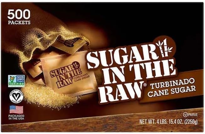 Amazon.com: Sugear InThe Raw Packets 500 Count, Brown Sugar, Natural ...