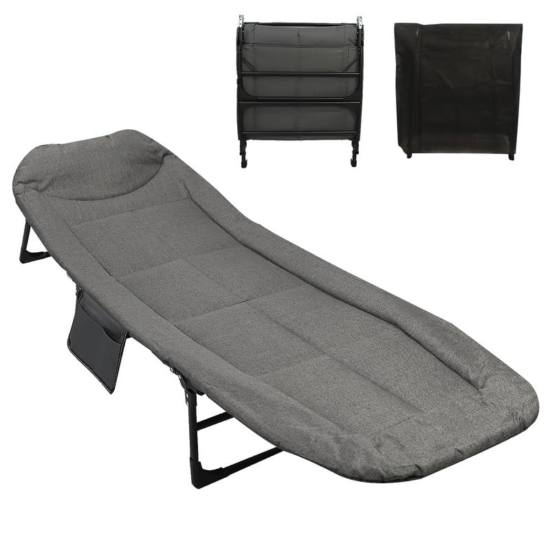 Northroad Folding Camping Cot,Sleeping Cots with Side Pockets, 180 ...