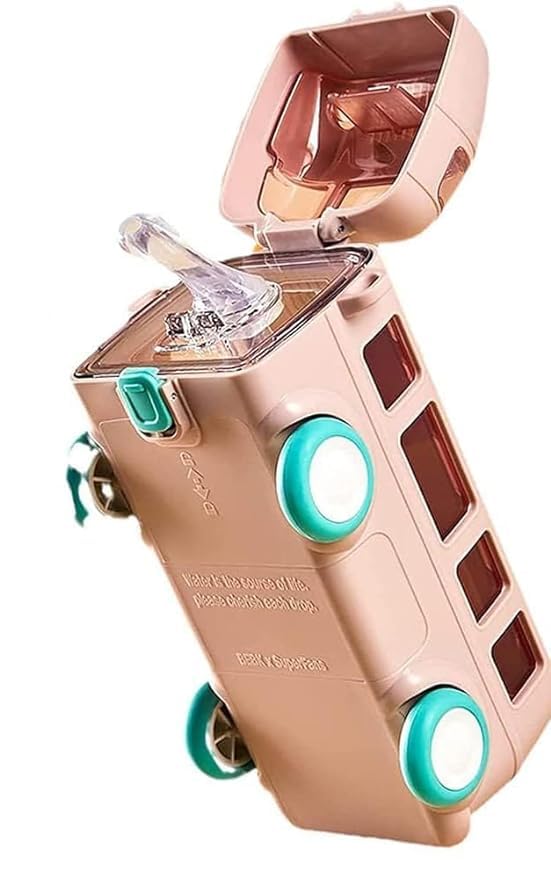 LMN STORE Bus Water Bottle Comes with Straw and Strap for Water Coffee ...