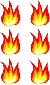 6 x Fire Flames Edible Wafer or Icing Cupcake Toppers Fun Xmas Party ...
