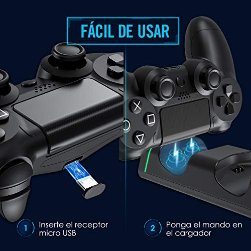 PICTEK Cargador Mando PS4, Carga Ultrarrápido con Tira de Luz y LED ...