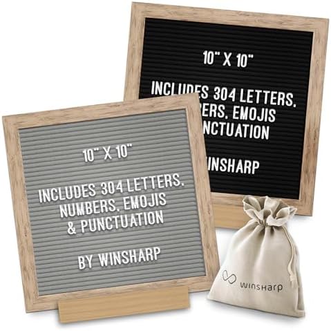 Black & Gray Double Sided Felt Letter Board | 10"x10" Classy Oak Wooden ...