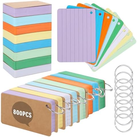 800 Pcs Flash Card, A7 Revision Cards 180 GSM Thickened Index Cards ...