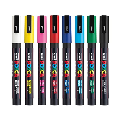 Posca Lot complet de 8 stylos de peinture acrylique avec pointe fine ...