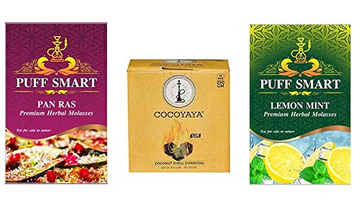 Buy PUFF SMART Premium Herbal Hookah Molasses Pan Ras, Lemon Mint with ...