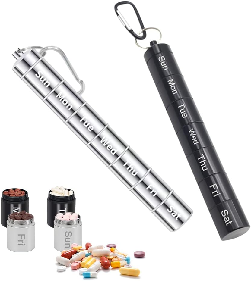 Amazon.com: 2PCs Metal Pill Container, Waterproof Pill Holder Portable ...