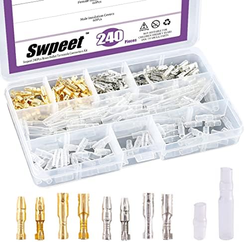 Amazon.com: Swpeet 240Pcs Bullet Connectors Kit, 3.9mm Brass Bullet ...