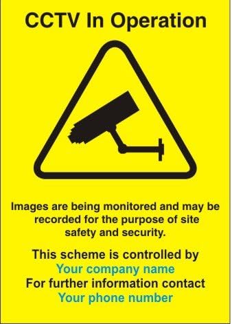 CCTV in Operation Sign - Size a3 3 Off Data Protection Legal CCTV Signs ...