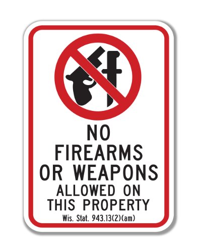 Window Decal, 5"x7" EG Reflective & Permanent,"No Firearms or Weapons ...